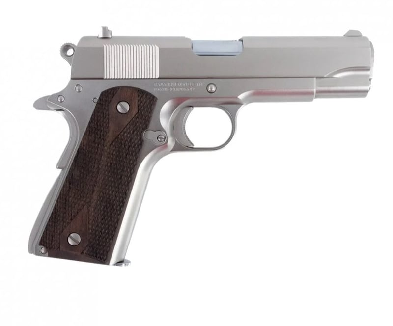TISAS 1911 A1 Tank Commander 4.2ʺ 7rd - Nickel / Wood | KYGUNCO