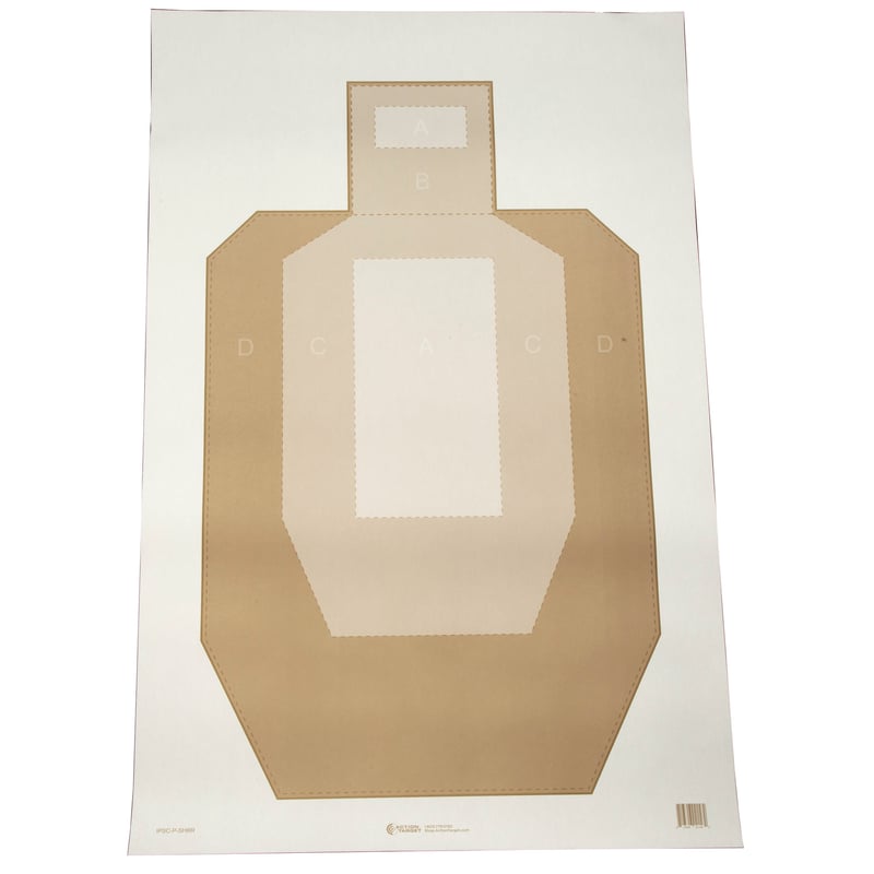 ACTION TARGET IPSC Paper Target with Visible Scoring Zones Brown | KYGUNCO