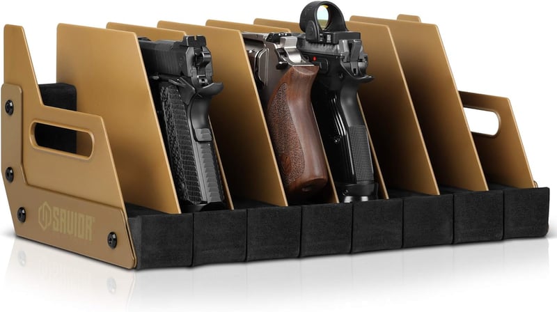 SAVIOR EQUIPMENT 8 Pistol Revolver Storage Gun Rack RAL8000 Tan | KYGUNCO